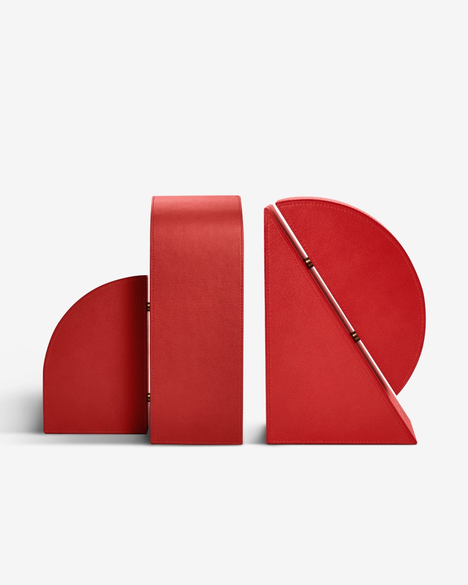 Cubist Bookends Set in Red Leather | ASSOULINE